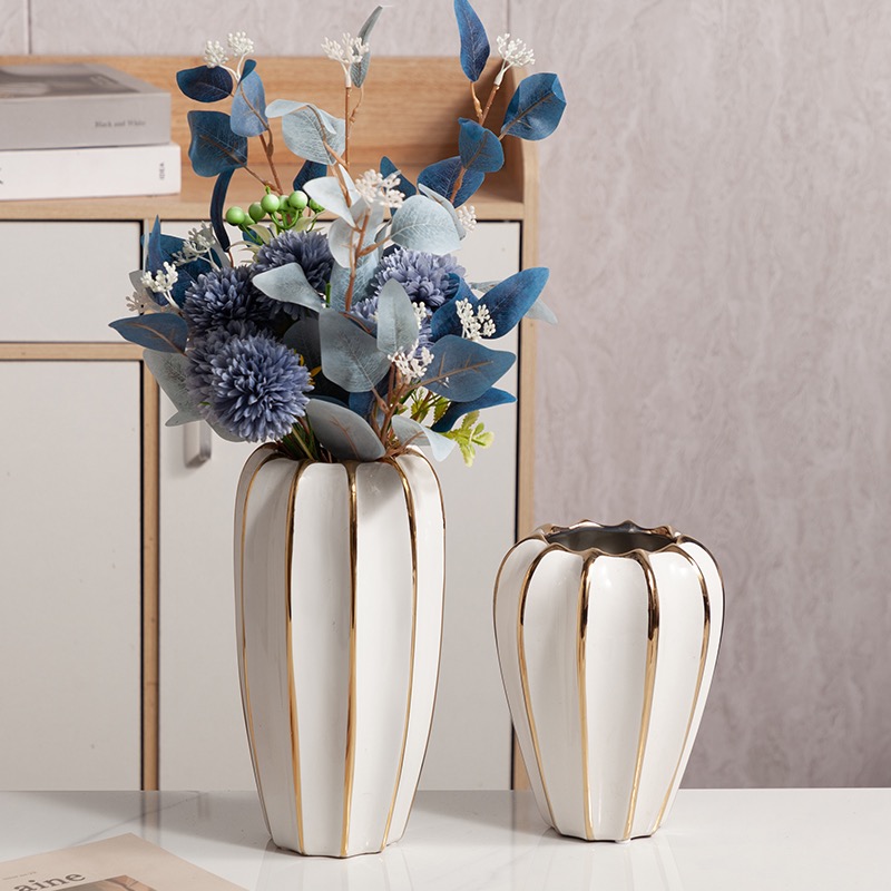 Modern Nordic Ins Ceramic Gold Rimmed Vase - Buy, garden decor, home ...